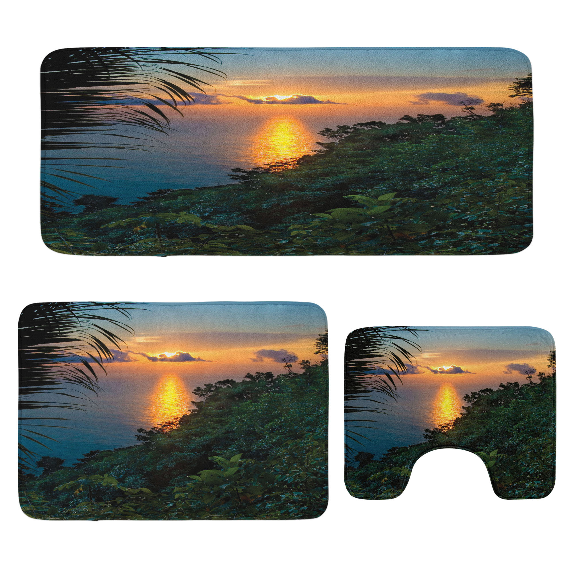 East Urban Home Tropic Bathroom Rug Set 3 Pieces U-Shape & Rectangle ...