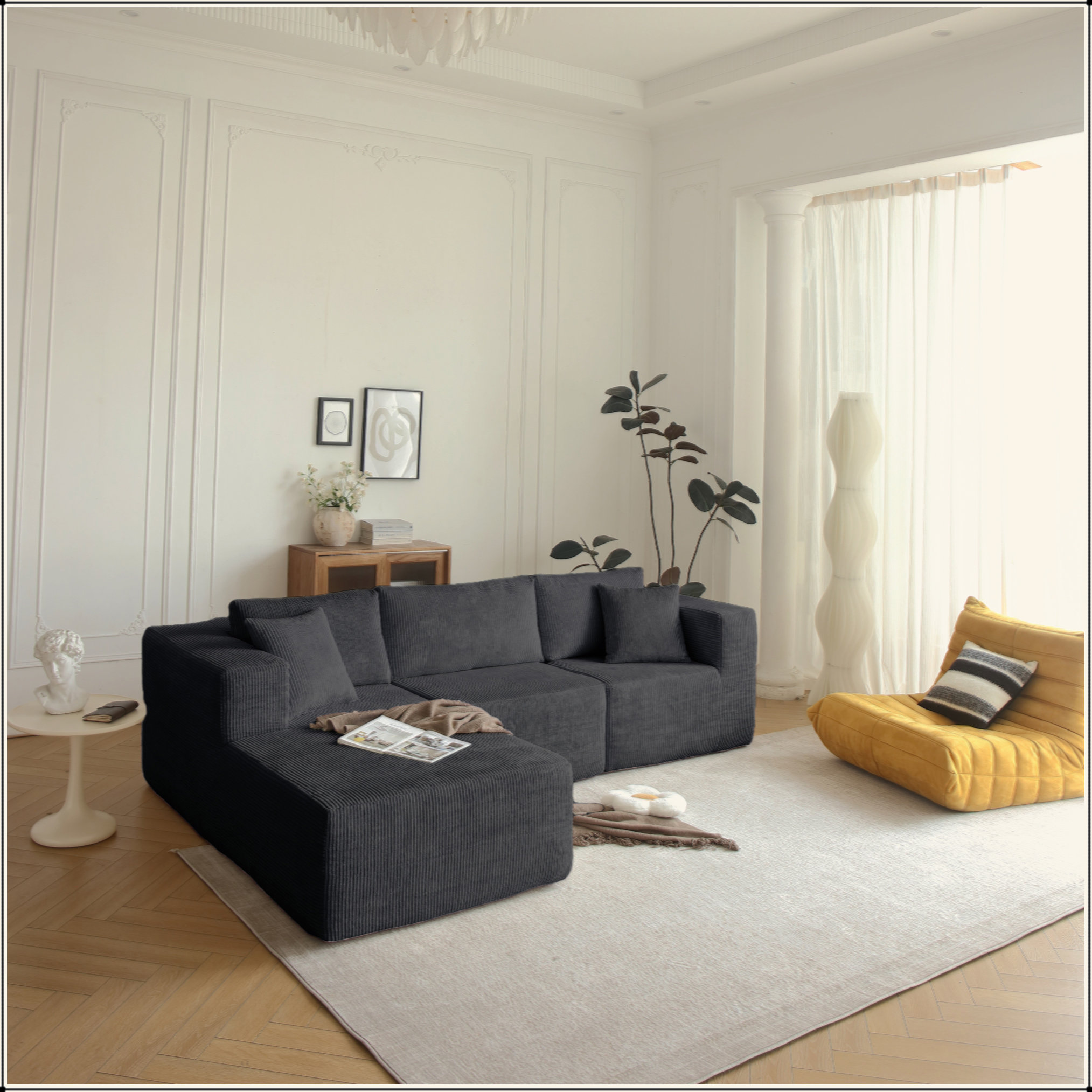 Latitude Run® Sectional Sofa And Module, Mid-Century Modern L Shaped ...
