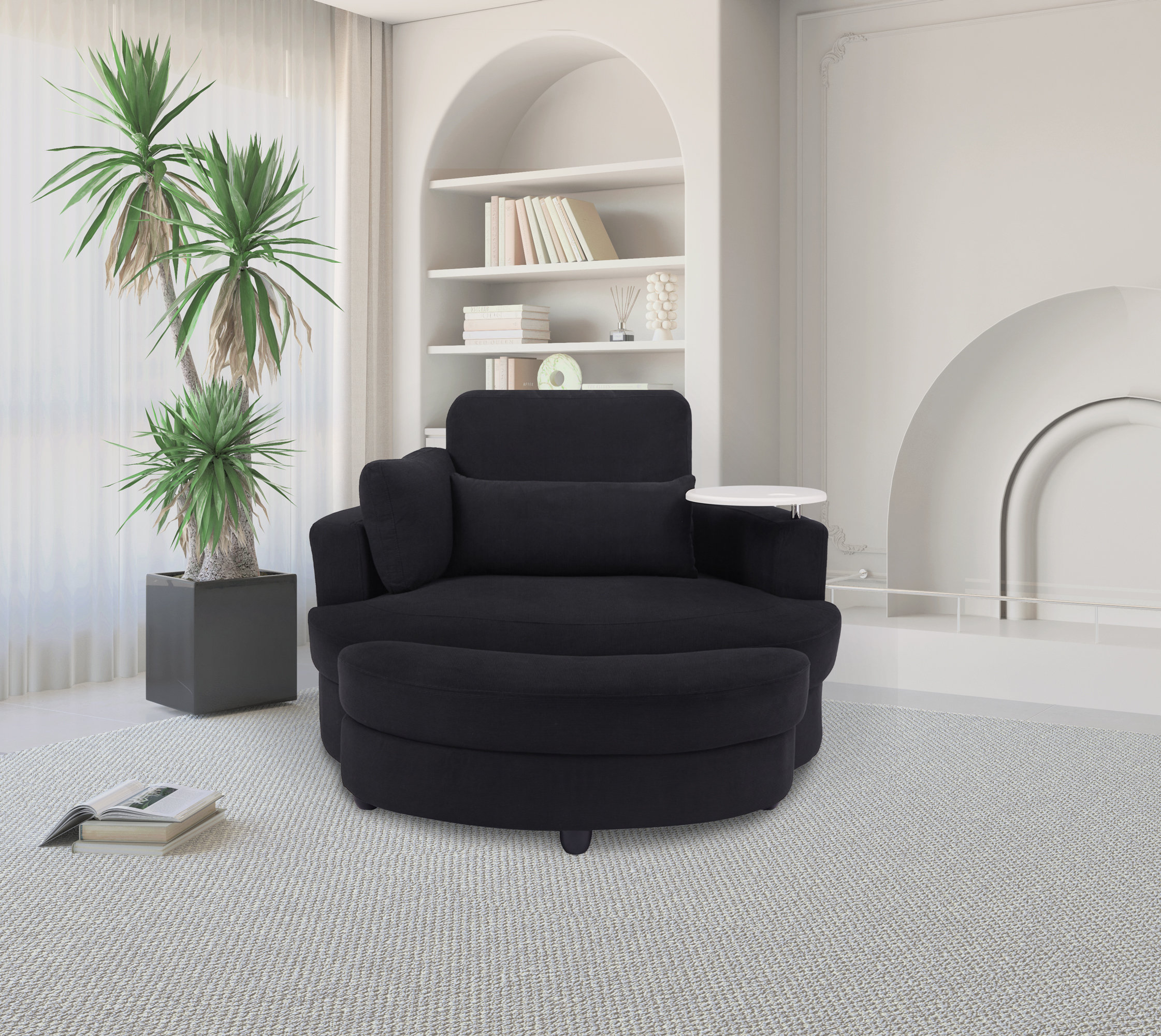 Latitude Run® Lasean 51'' Wide Swivel Barrel Chair and Ottoman ...