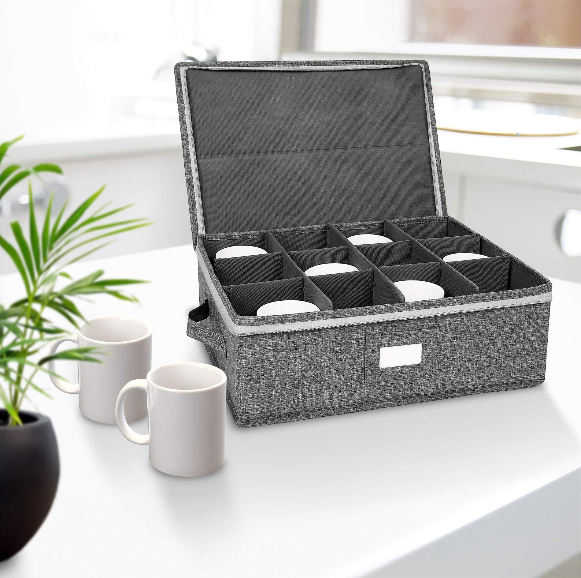 A Home Cup And Mug Storage Box, Storage Containers Chest With Zipper ...