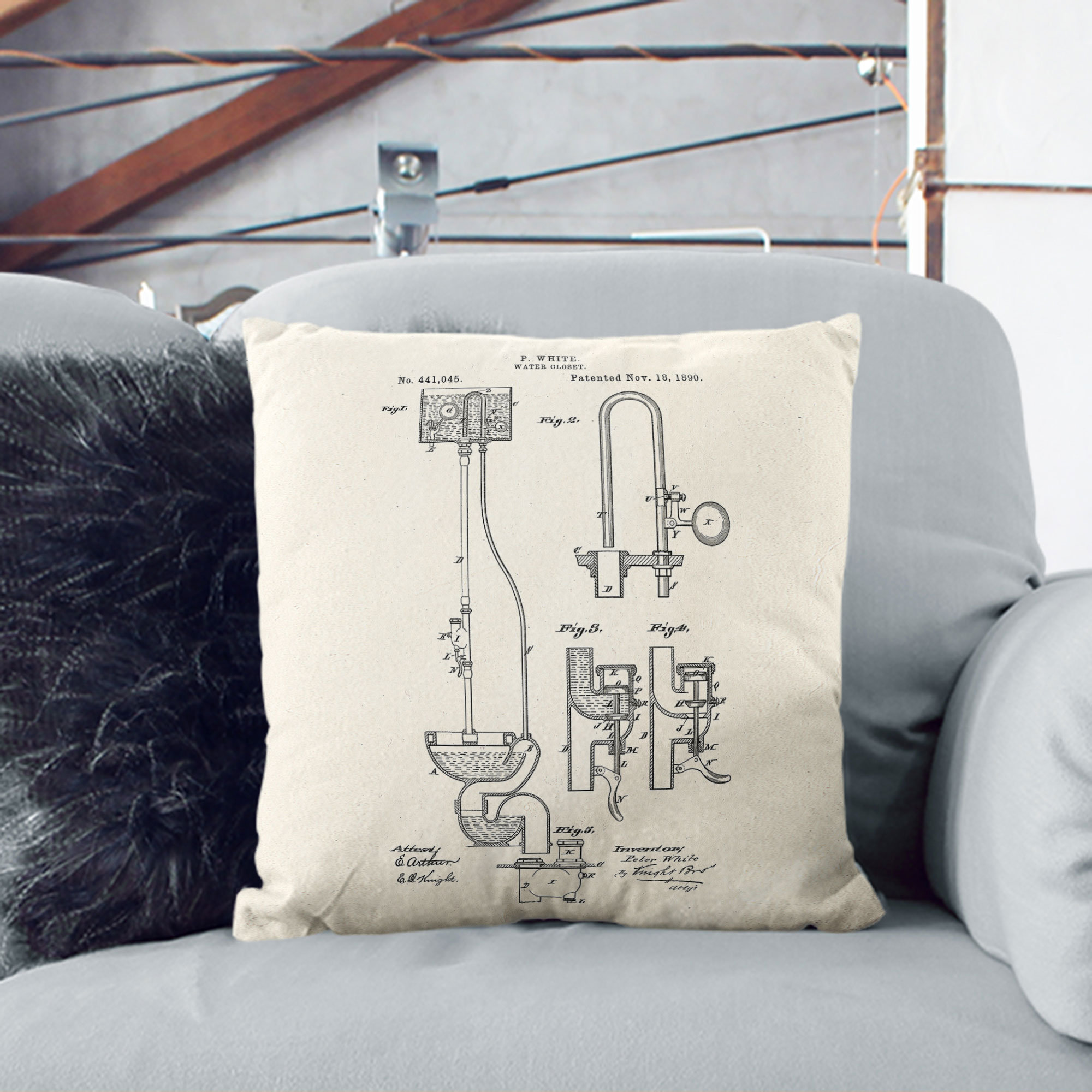 East Urban Home Toilet Water Closet Patent Scatter Cushion | Wayfair.co.uk