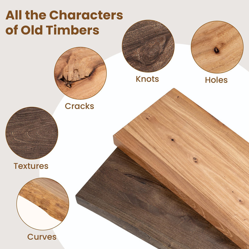 Ebern Designs Carsin Irregular Reclaimed Elm Floating Wall Shelf ...