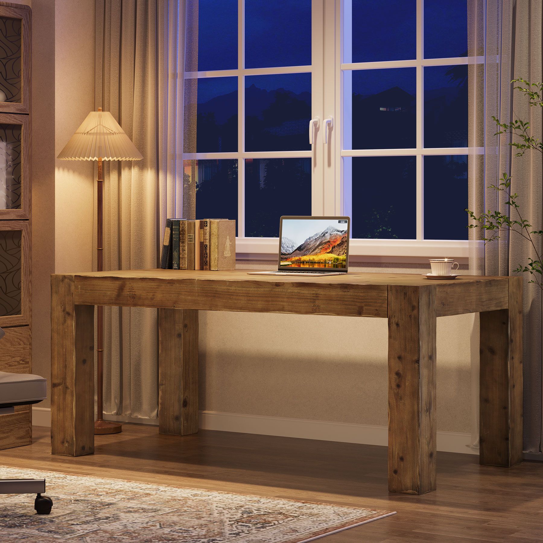 Millwood Pines 63'' Solid Wood Executive Desk, All Real Wooden Home ...