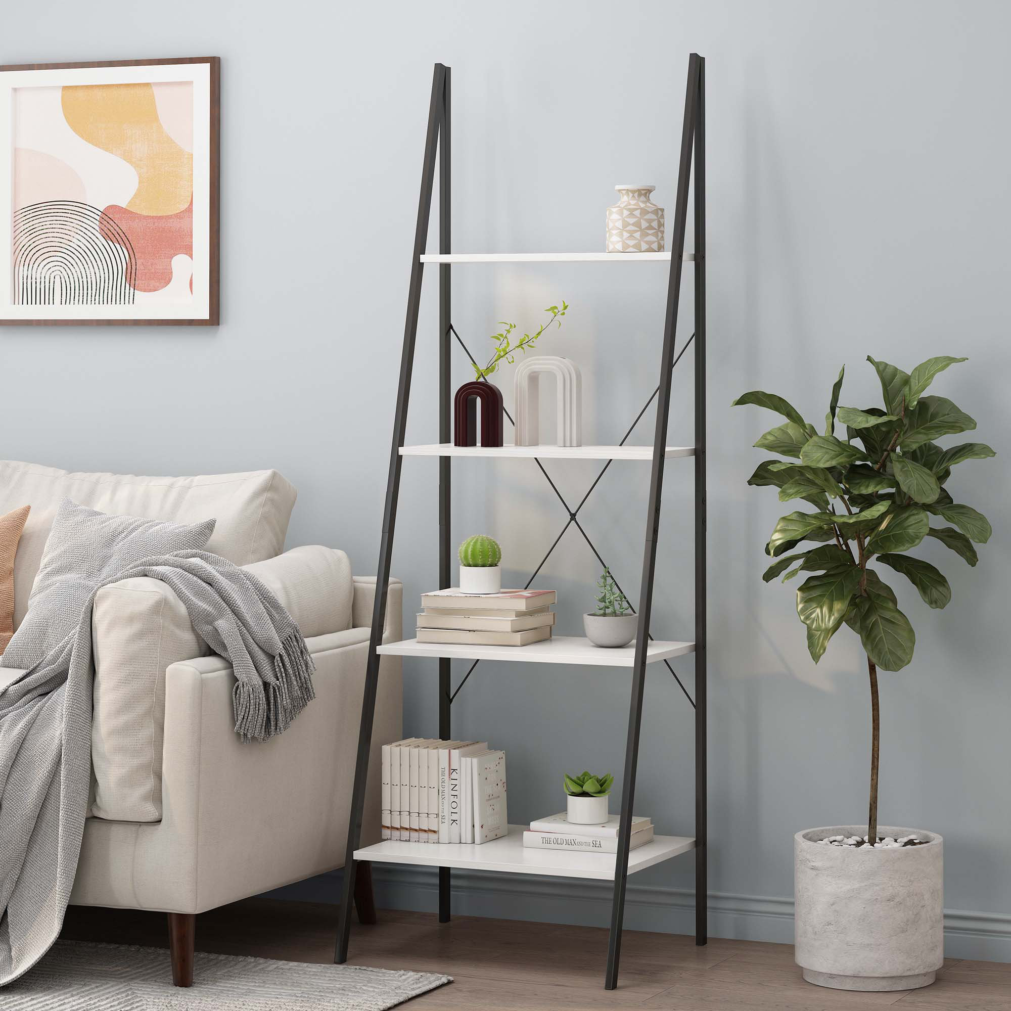 17 Stories 4-Tier Metal Frame Ladder Bookshelf | Wayfair