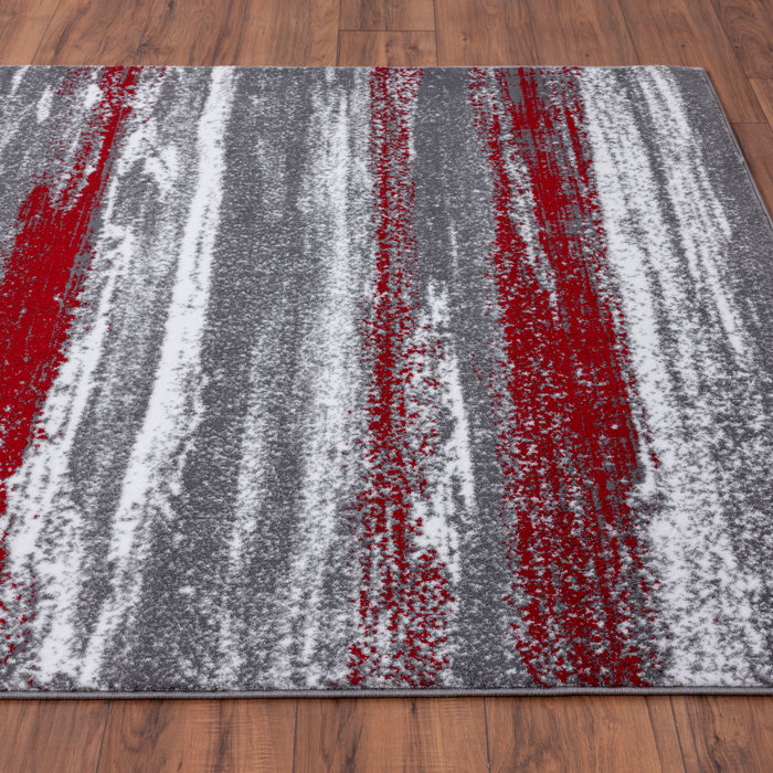 17 Stories Elkmont Performance Red/Gray Rug | Wayfair