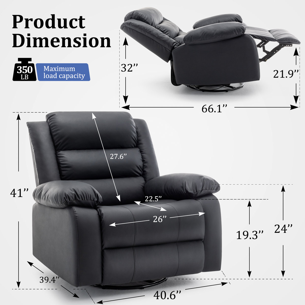 Ebern Designs Ellisse Recliner Chair, Wide Rocker Chair, Rocking Chair ...