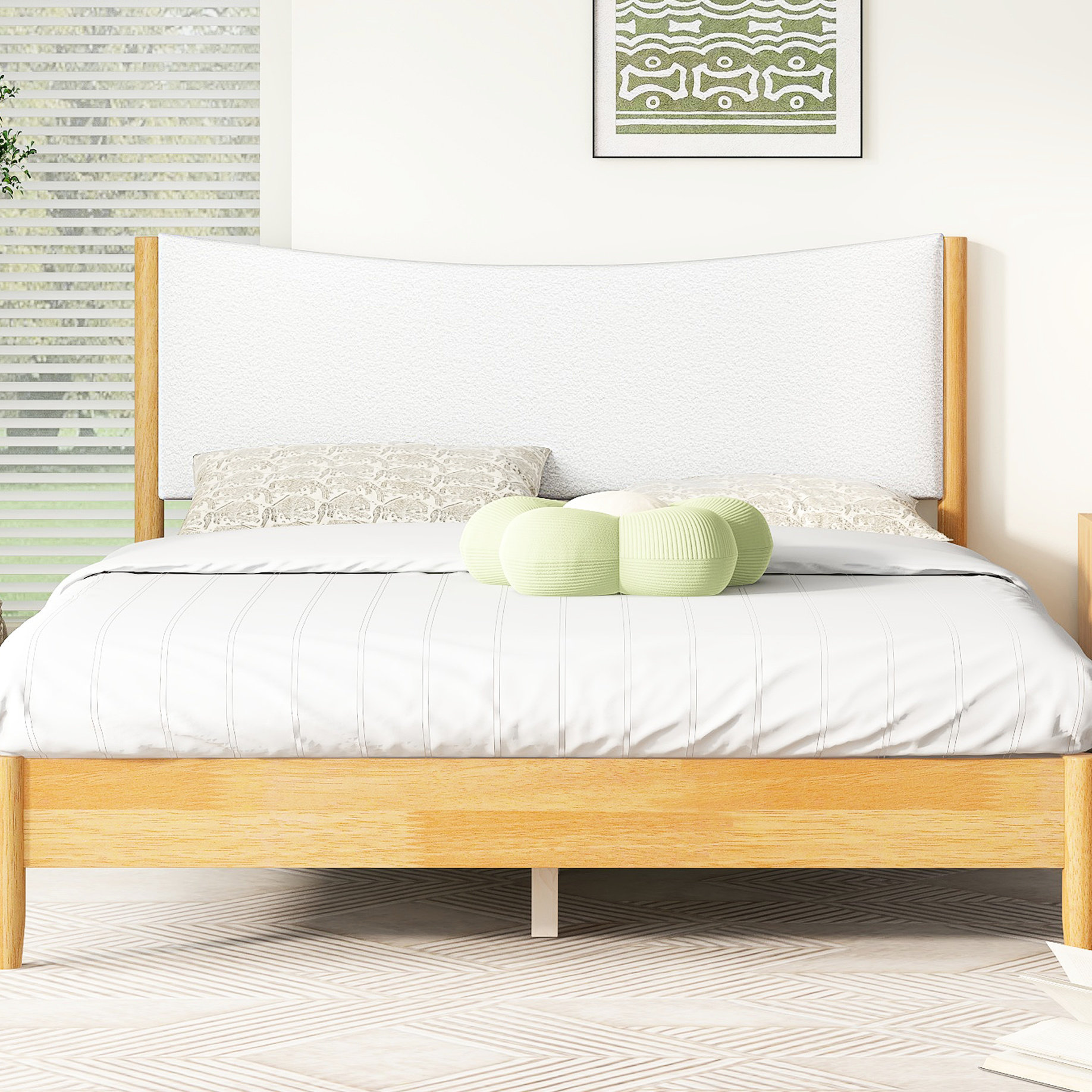 George Oliver Queen Bed With Fleece Headboard, Crafted From Quality ...
