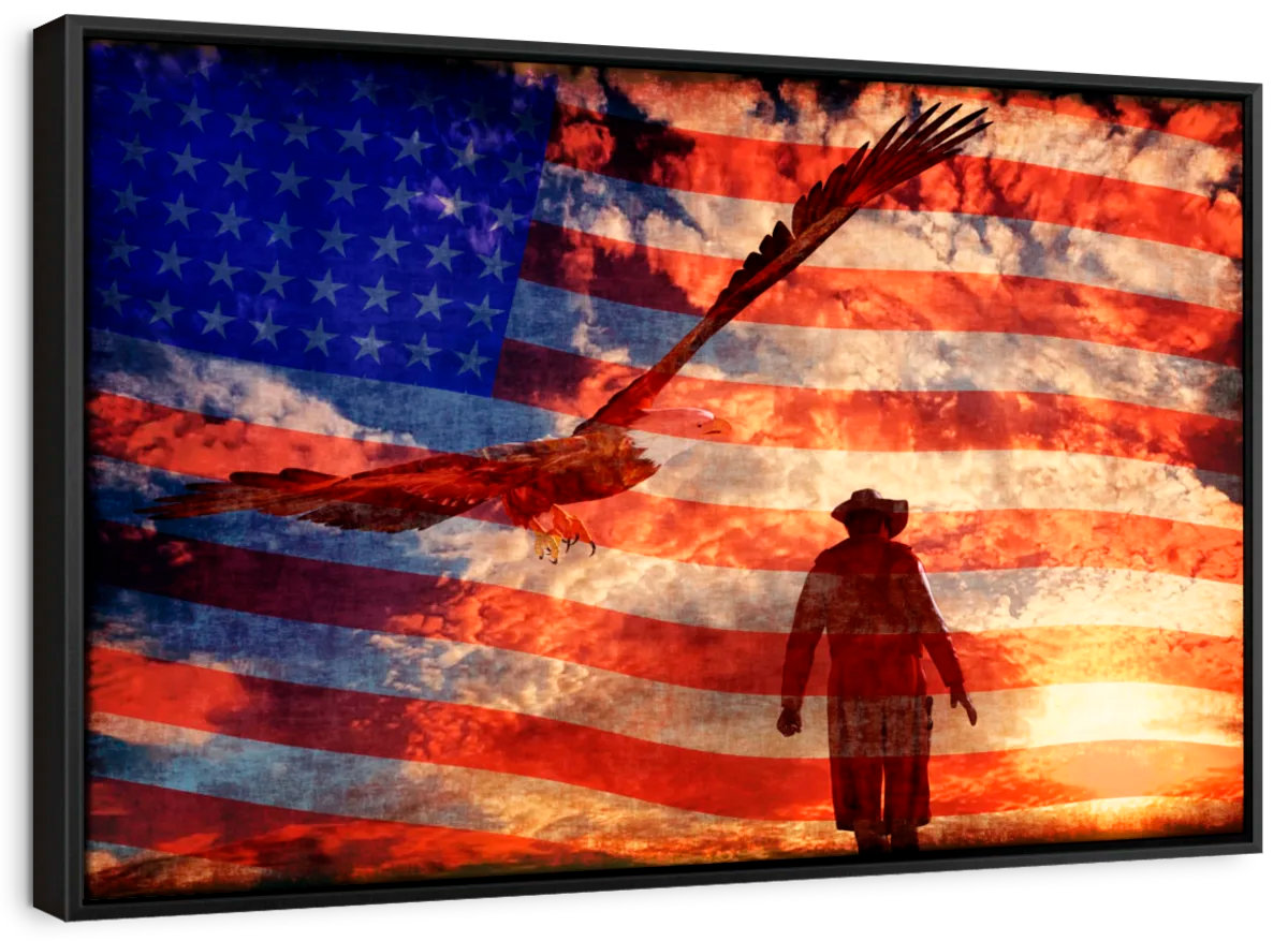 17 Stories Cowboy American Flag Canvas Print | Wayfair