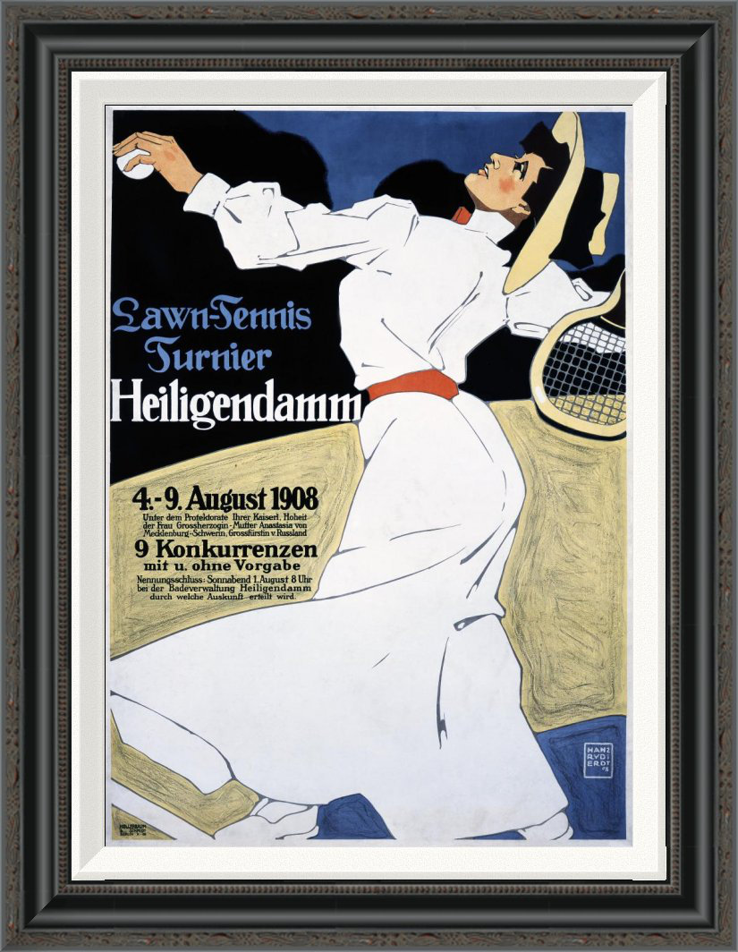 Global Gallery 'Lawn Tennis Tunier' by Hans Rudi Erdt Framed Painting ...