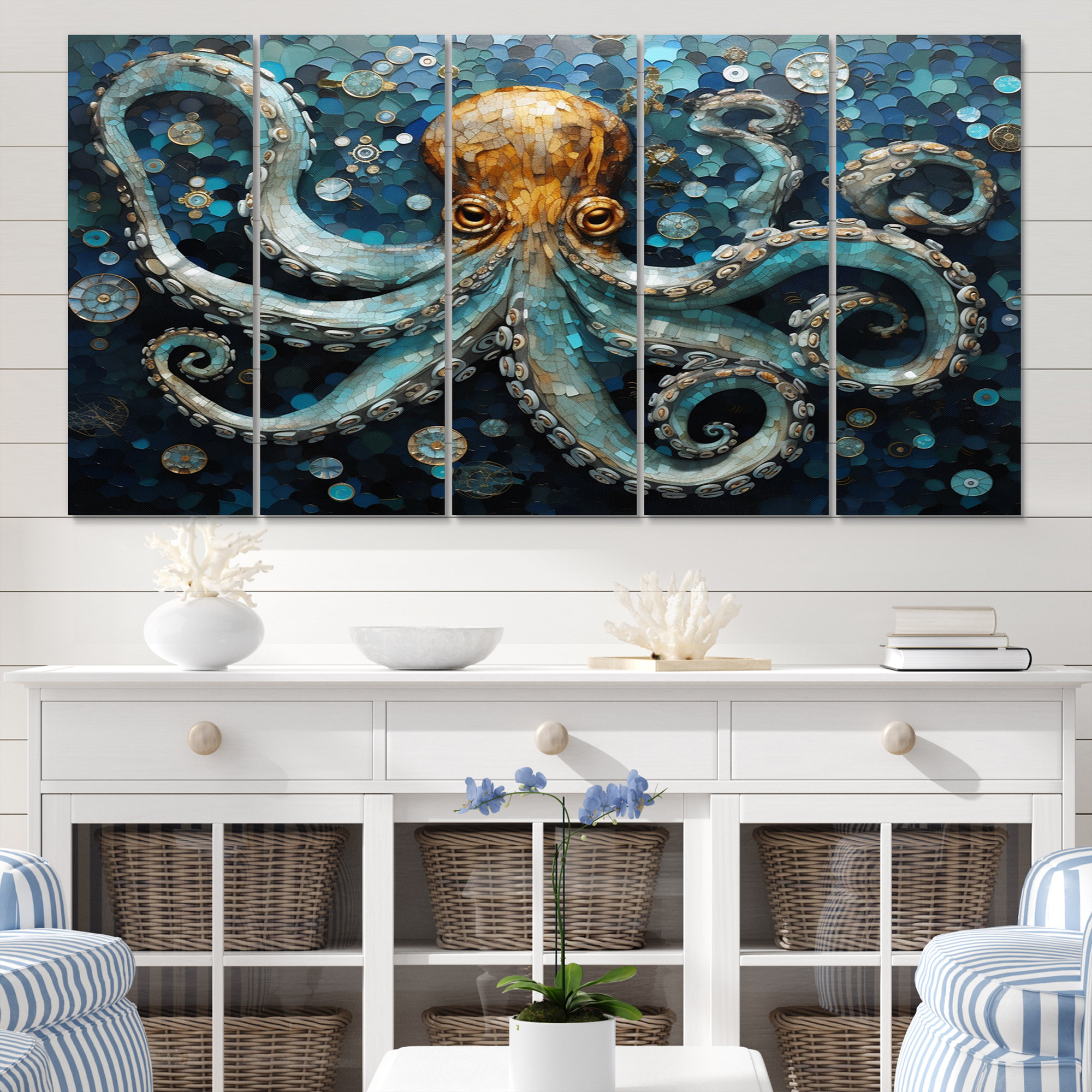 Breakwater Bay Portrait Of Blue Mystical Octopus Painting - Animals ...