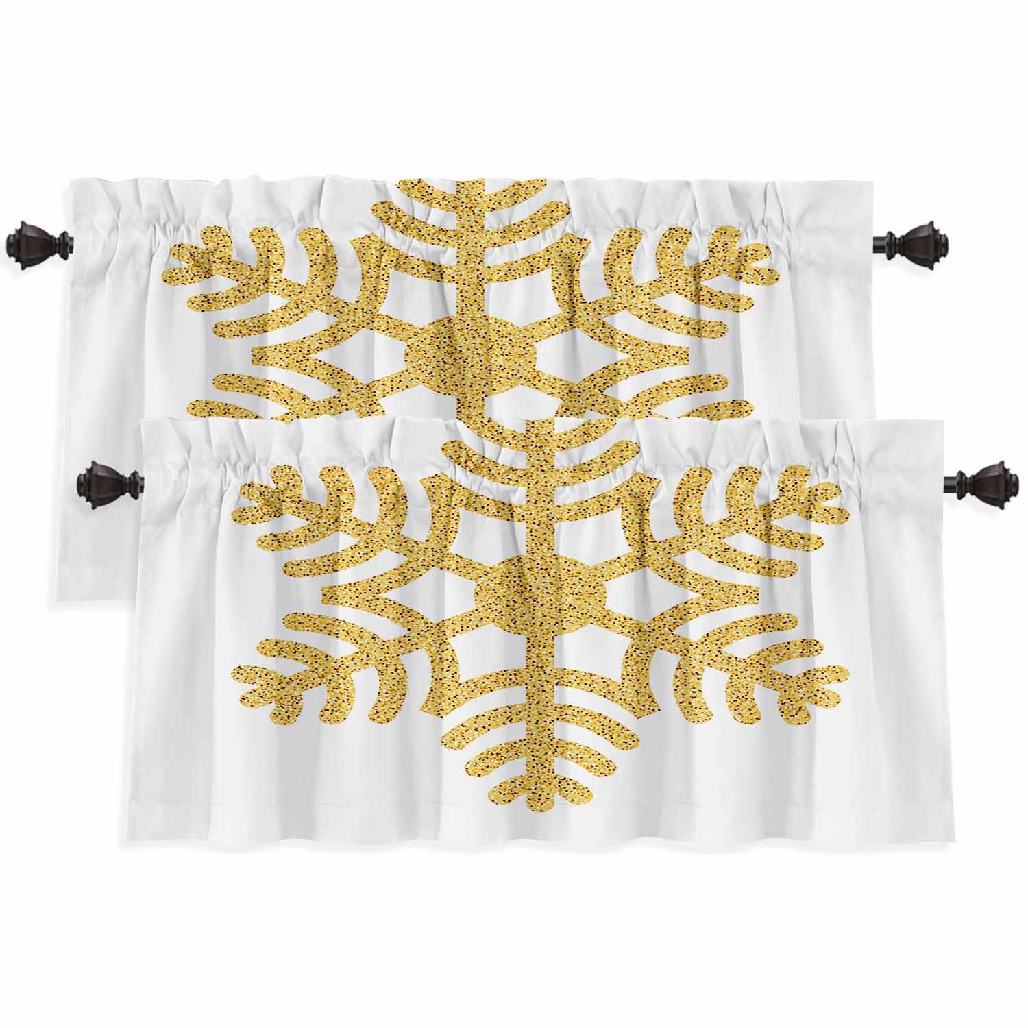 Mercer41 Gold 52"W White Snowflake Christmas Decor Bright Window ...