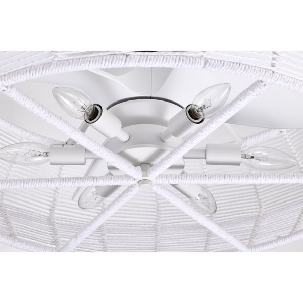 Warehouse of Tiffany Akasha 28 Inch Rattan Rope Ceiling Fan 6 Light ...