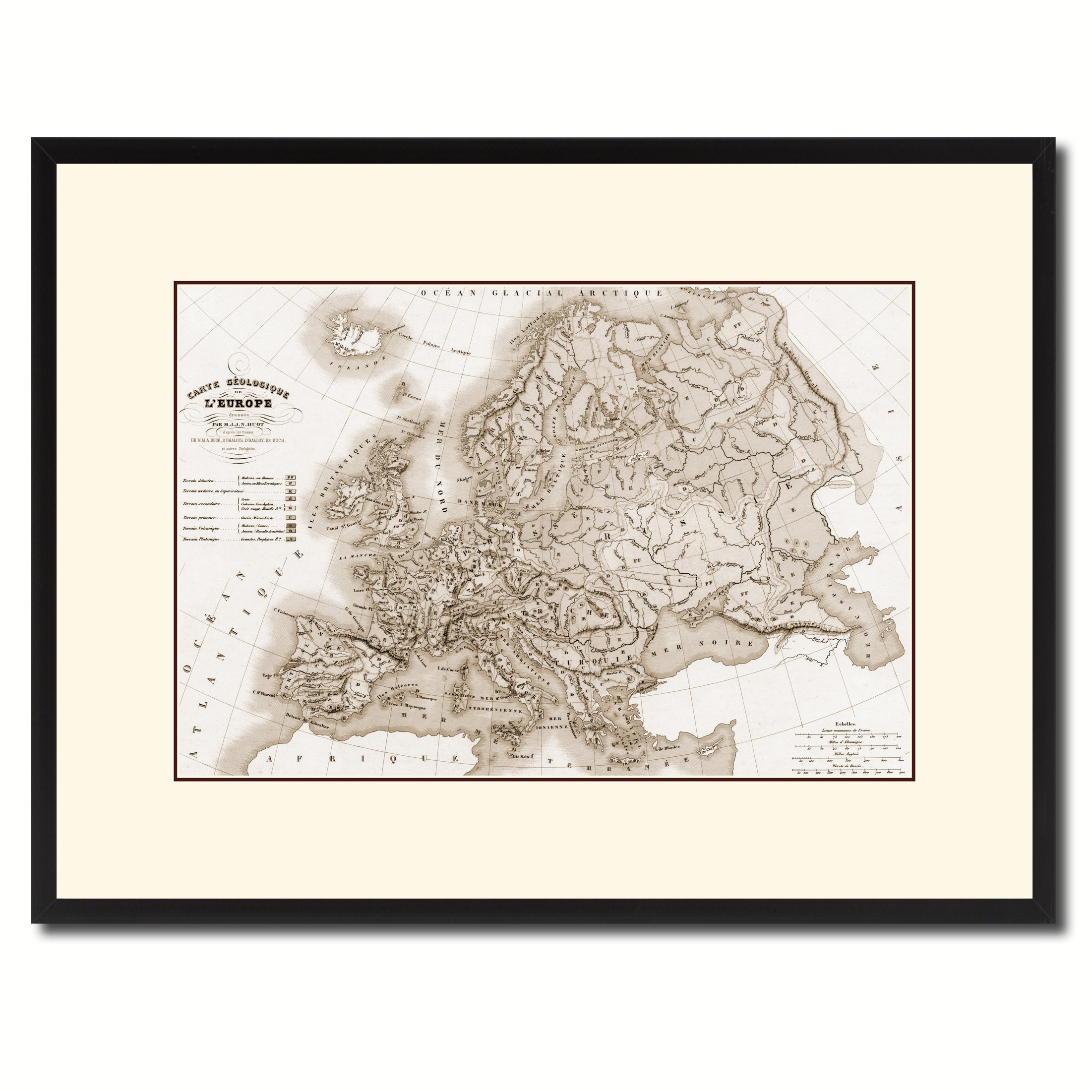 17 Stories Europe Geological Vintage Sepia Map Canvas Print, 16x21 ...