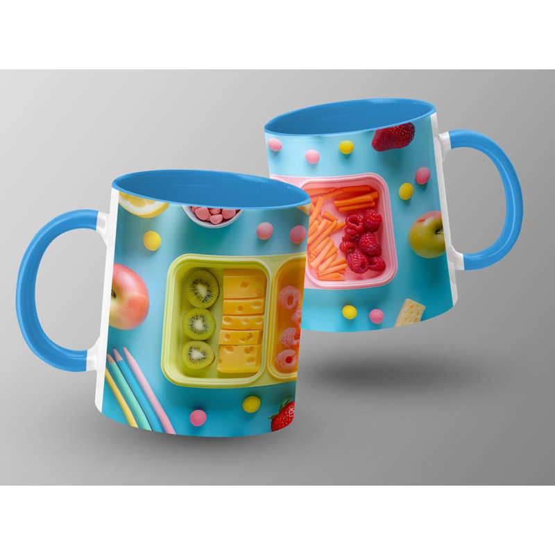 East Urban Home Set of 3 Kids Drawing Style 11oz Accent Mugs – White ...