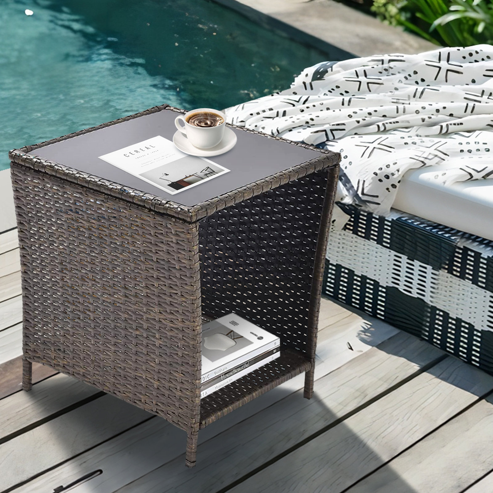 Ebern Designs Table d'appoint en osier Anaele et avis - Wayfair Canada