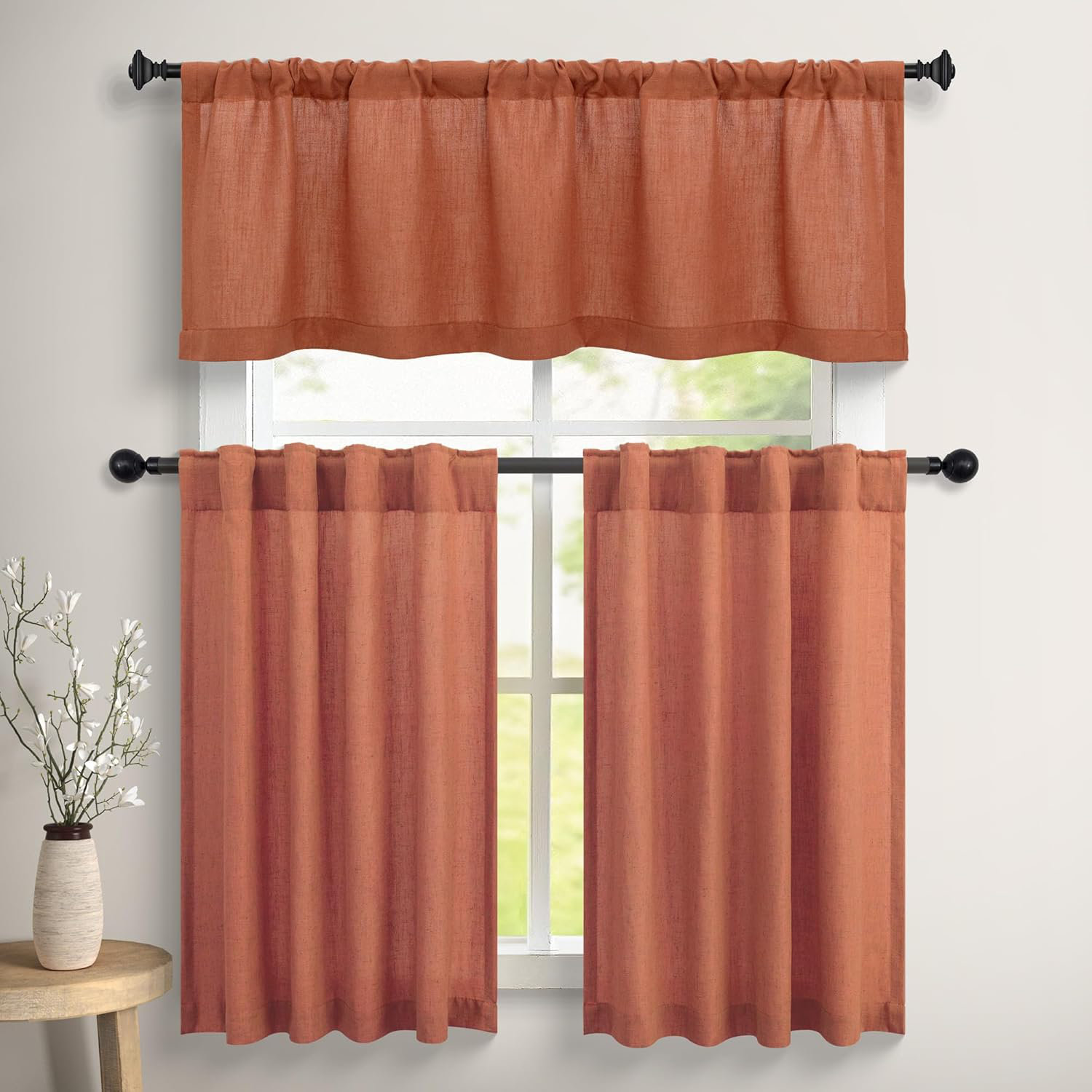 RAPTIZ Terracotta Boho Valance For Windows Kitchen Living Room Valance ...