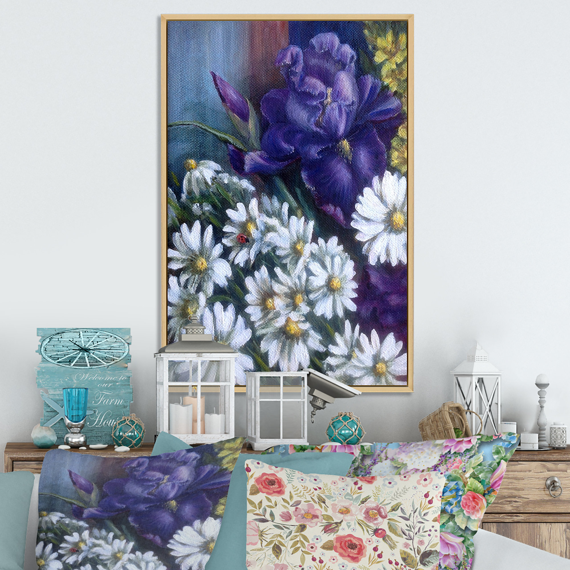 August Grove® White And Purple Iris Daisies Blooming " White And Purple ...