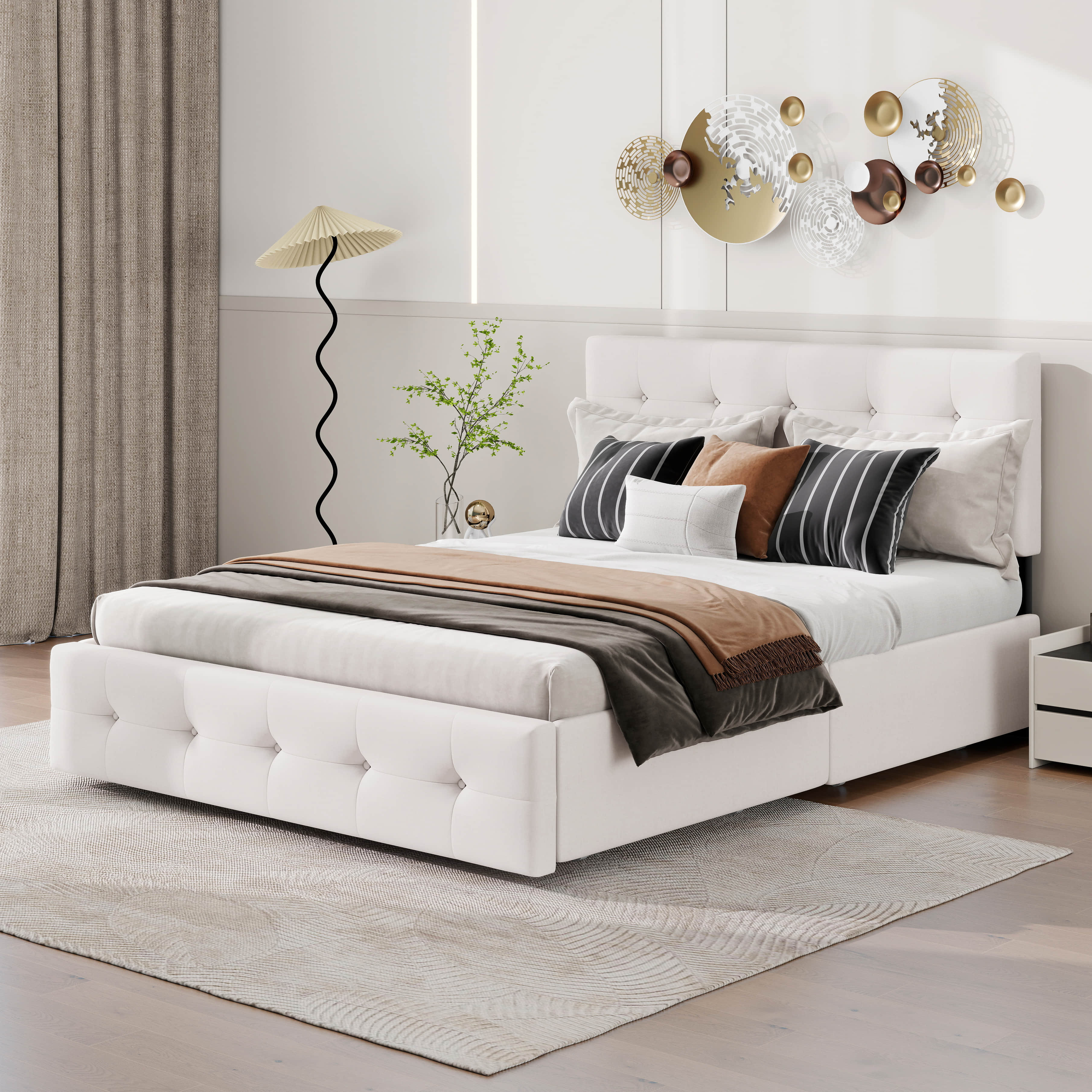Lark Manor Queen Bed Frame With 4 Storage Drawers And Headboard ...