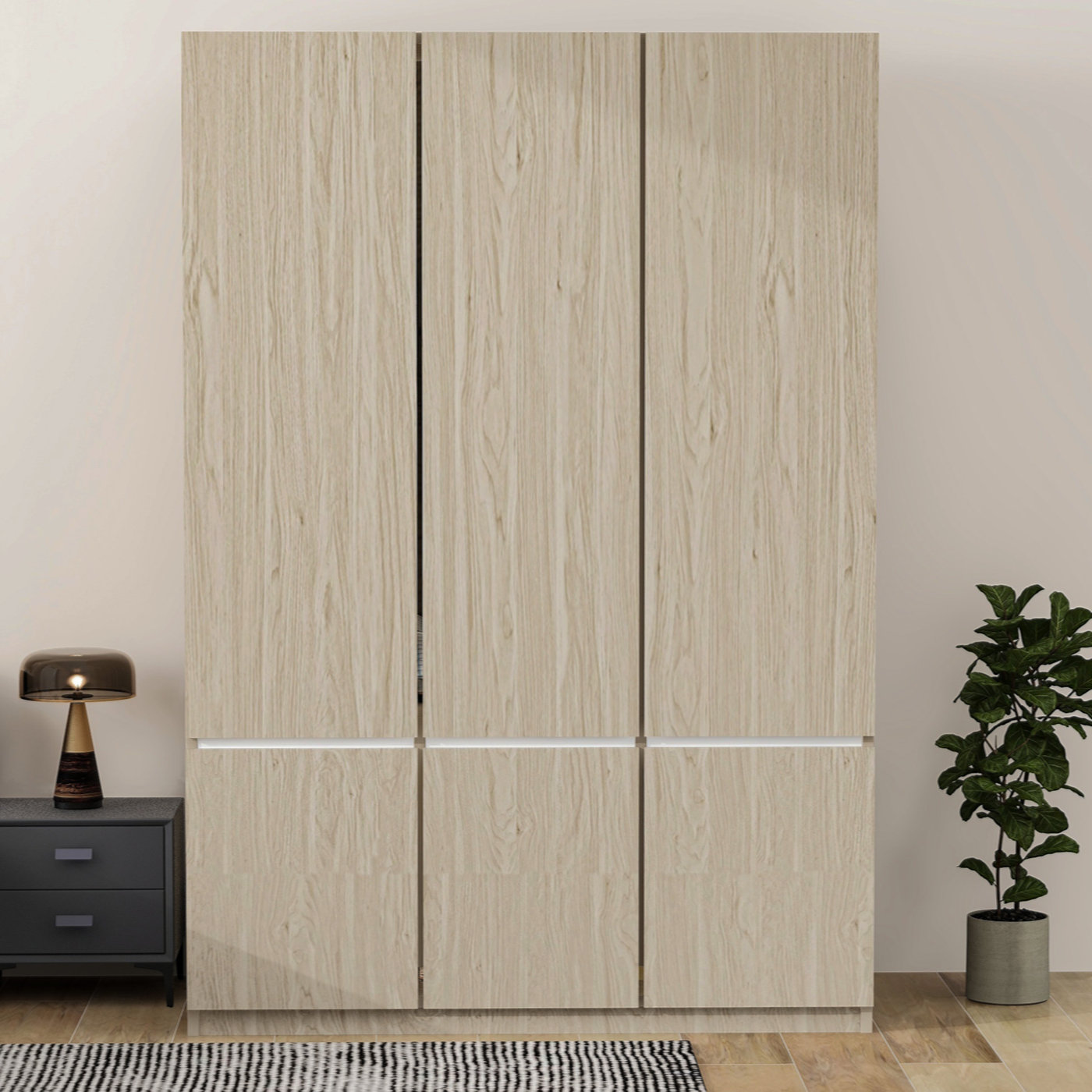 Latitude Run® 6-Doors Wooden Wardrobe Storage Armoire Wardrobe Closet ...
