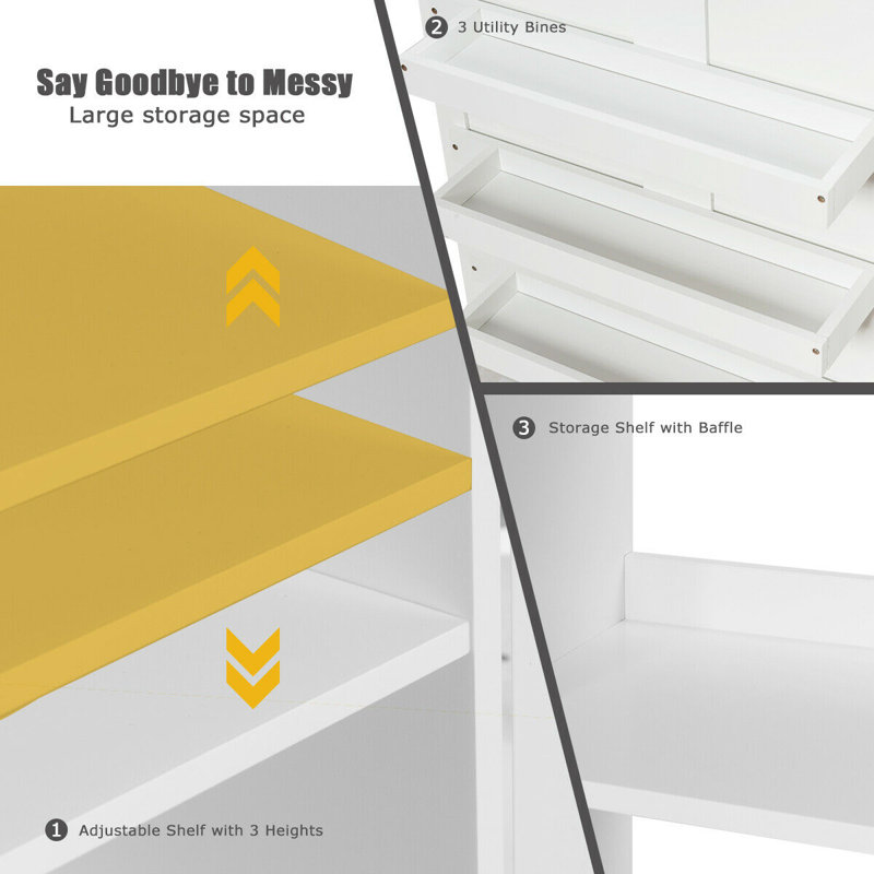 FRESCOLY Folding Sewing Table Storage Cabinet Craft Cart with Wheels ...