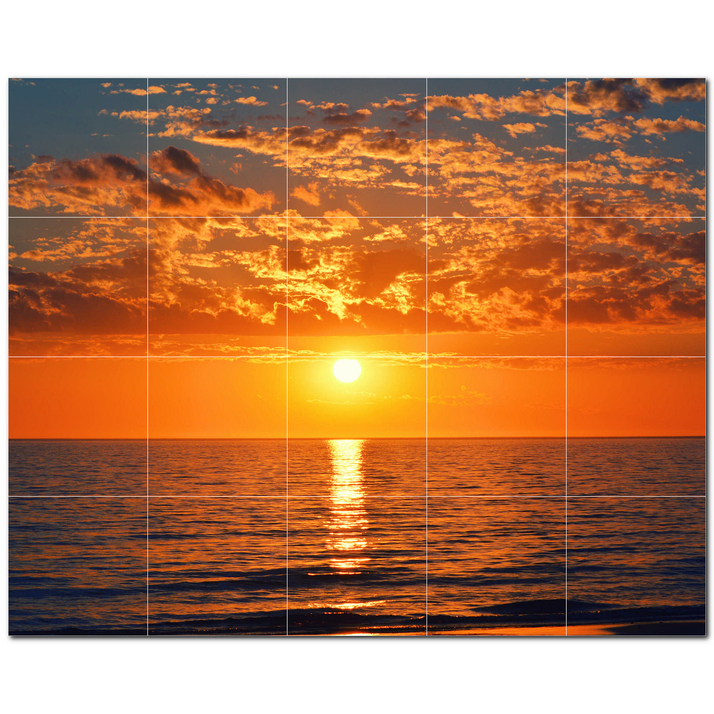 Picture-Tiles.com 21.25" x 17" Ceramic Sunset Photo Decorative Mural ...