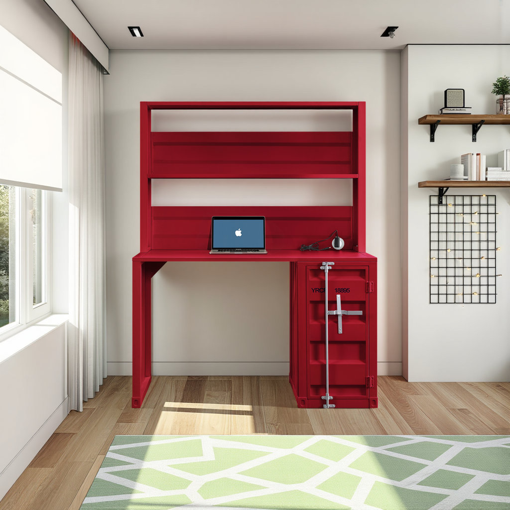 17 Stories 47" Adjustable Workstation with XL Storage Hutch & Cargo ...