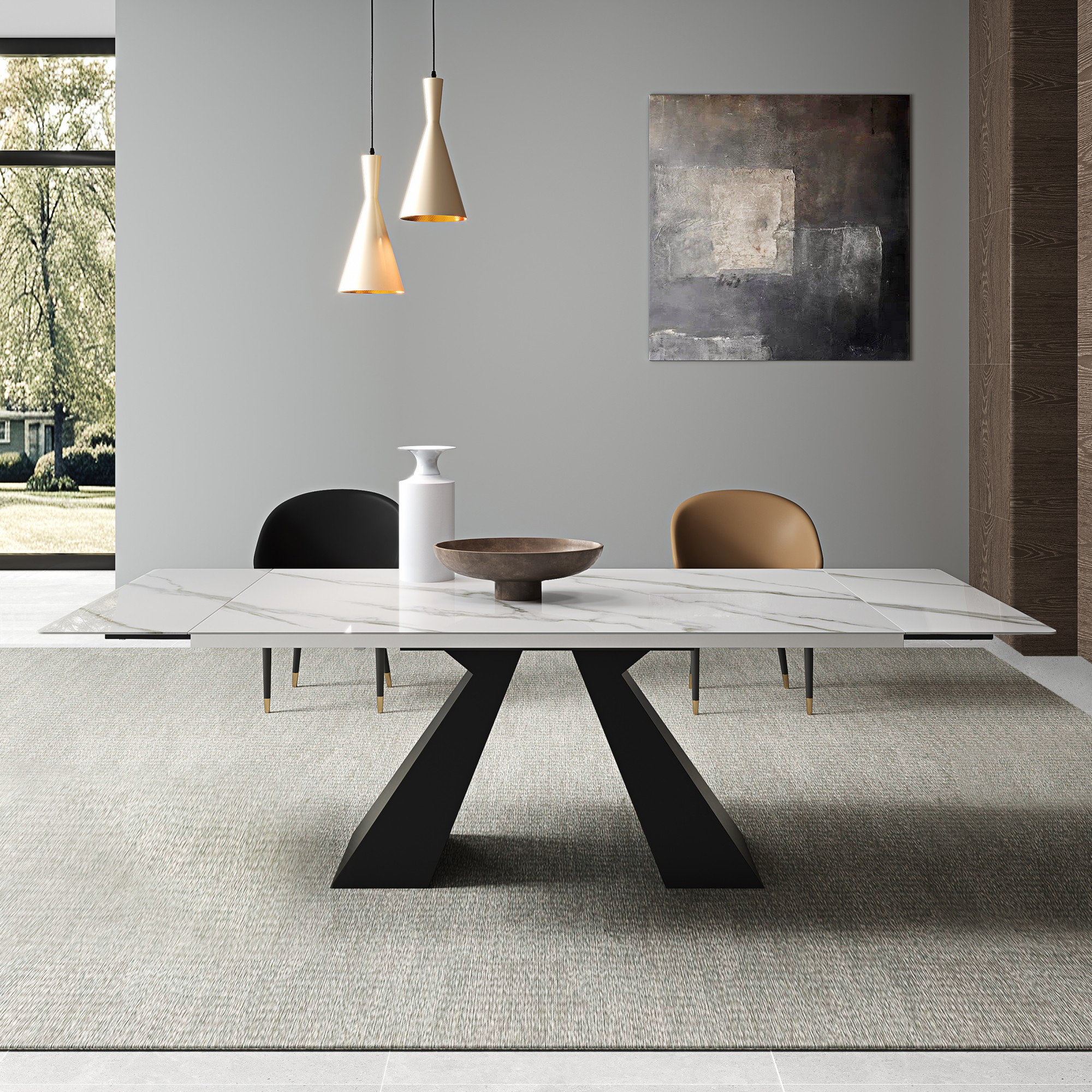 Ivy Bronx 63'' to 94.5” Extendable Dining Table For 8-10 with Sintered ...