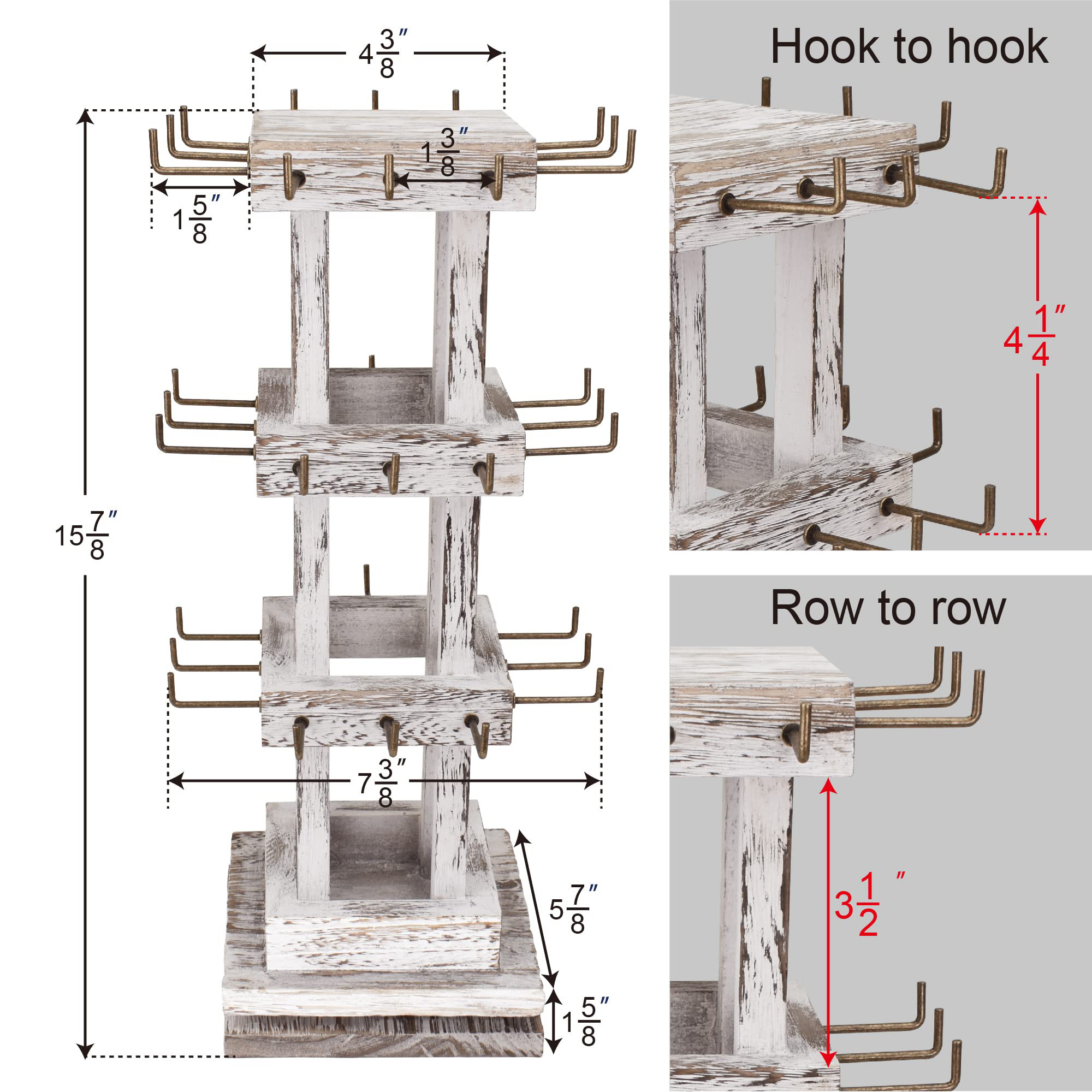 Gracie Oaks Wood Rotating Jewelry Display,Spinning Keychain Display ...