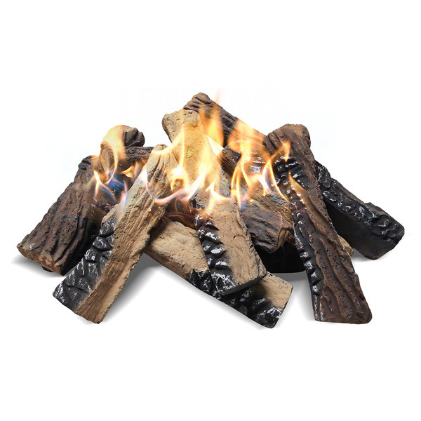 Loon Peak® 10 Piece Large Faux Firepit Logs Stackable Wood Logs ...