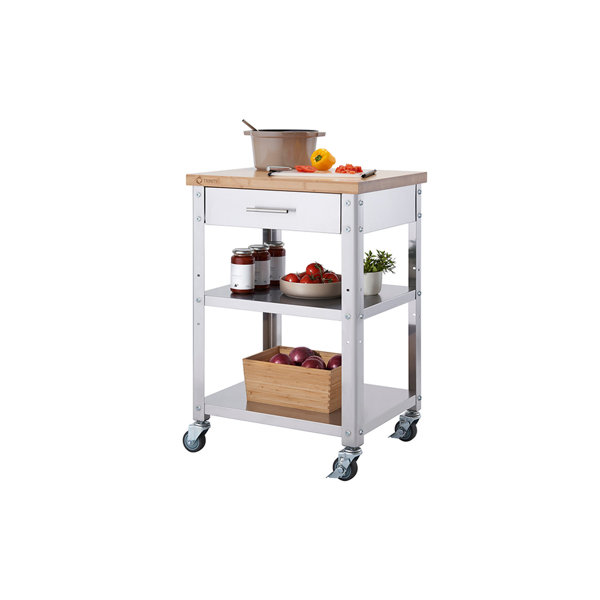 TRINITY EcoStorage Stainless Steel Kitchen Cart /w Bamboo Top and ...