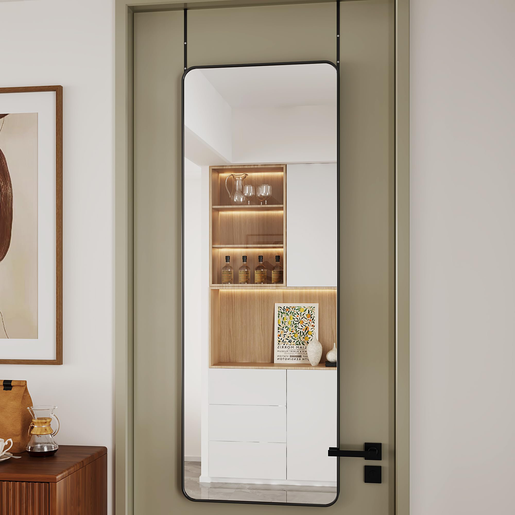 Ebern Designs Over Door Mirrors,Full Body Mirrors For Wall(Rect-Black ...