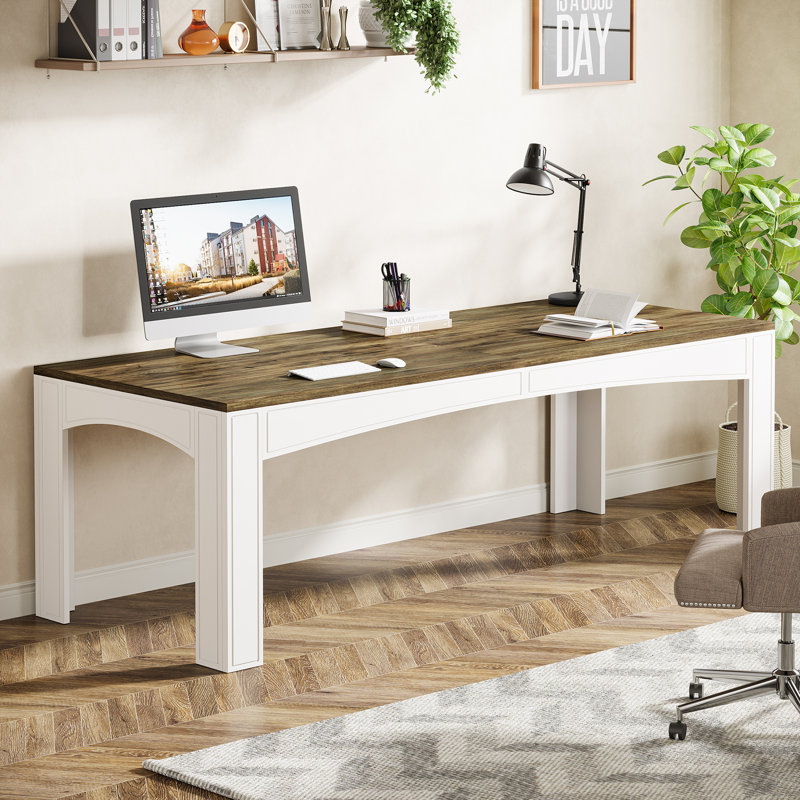 August Grove® 78.74'' Extra Long Computer Desk, Wooden Large Double ...