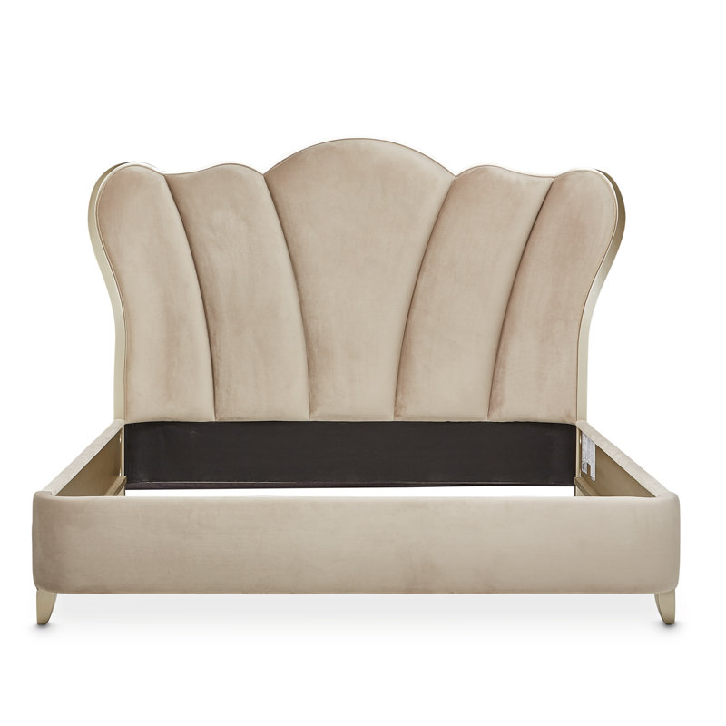 Michael Amini Villa Cherie Velvet Channel Tufted Queen Bed | Wayfair
