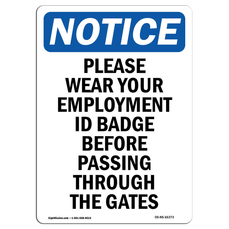 SignMission Please Wear Your Employment Id Badge Sign | Wayfair