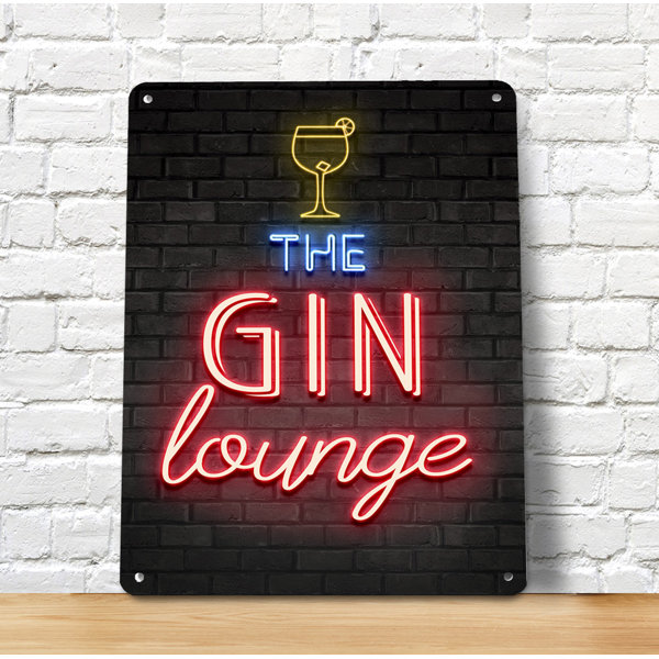 Happy Larry Gin Lounge Bar Sign - Neon Light Effect Metal Sign Wall Art ...