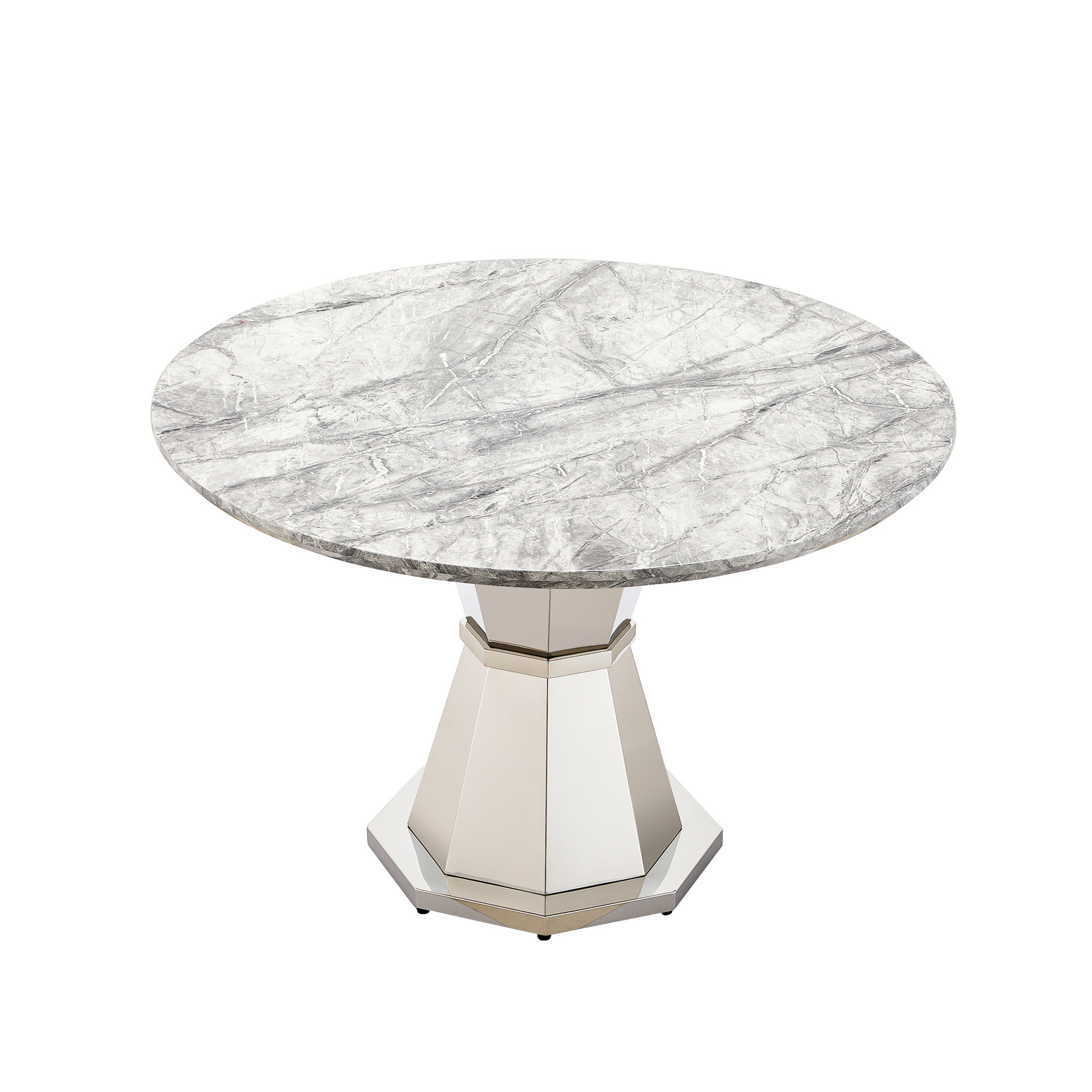 Ivy Bronx 47" Round Dining Table With High Gloss Marble - Effect ...