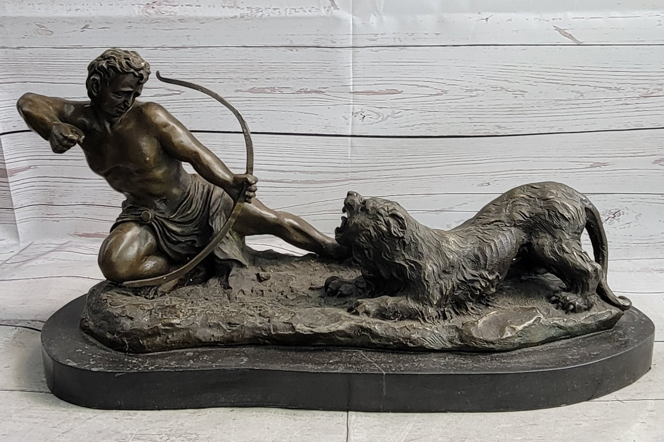 Bloomsbury Market Ayrika Archer Warrior Hunter Slaying Lion Bronze ...