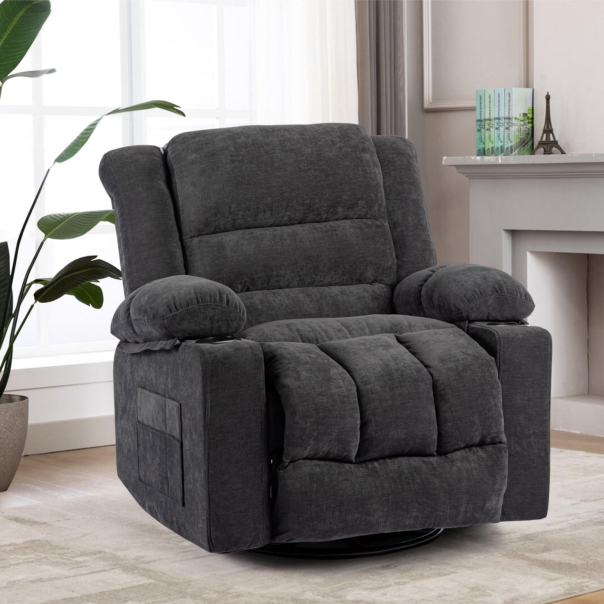 Latitude Run® Upholstered Swivel Rocker Recliner Chair (Set Of 2 ...