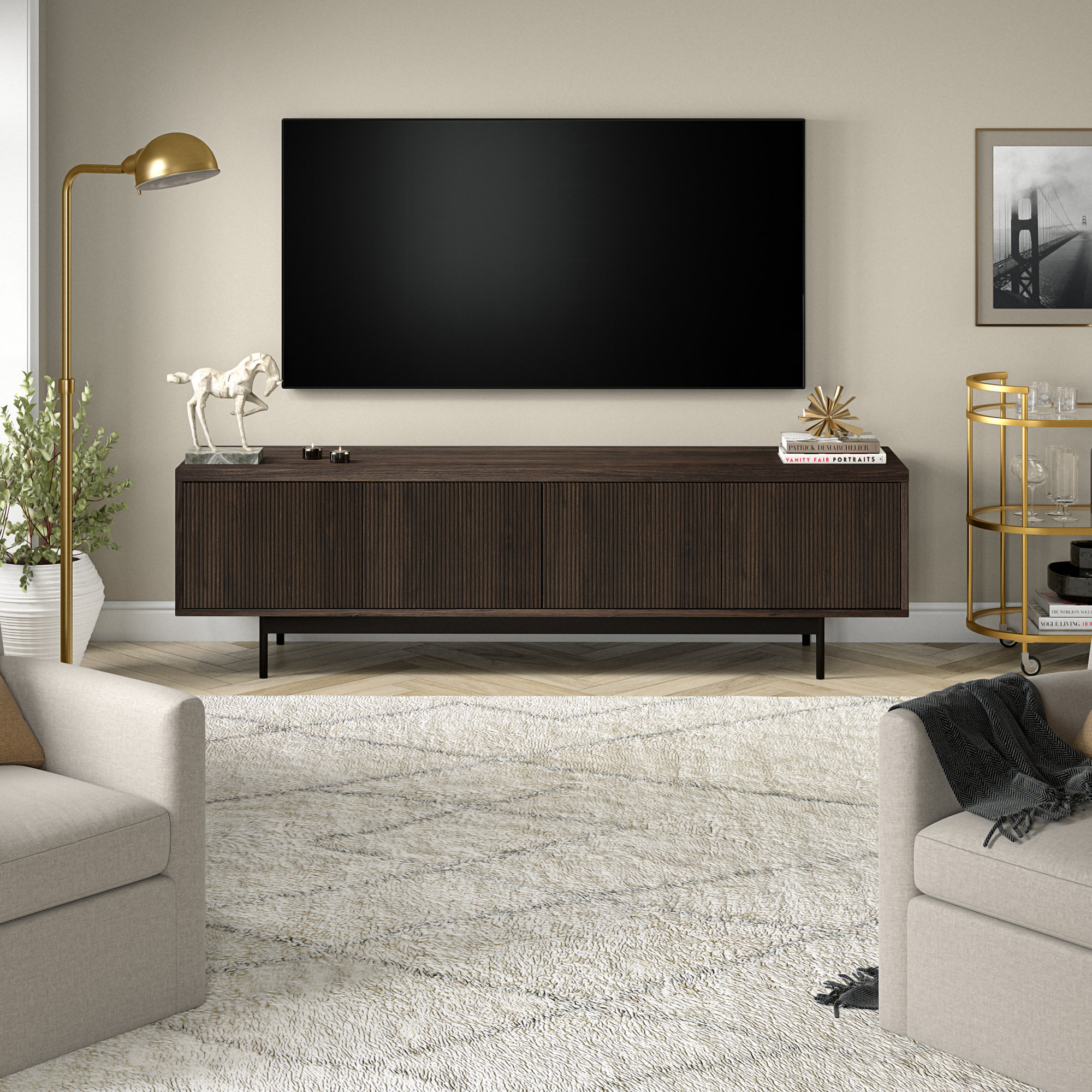 Wade Logan® Whitman Rectangular Fluted TV Stand & Reviews | Wayfair