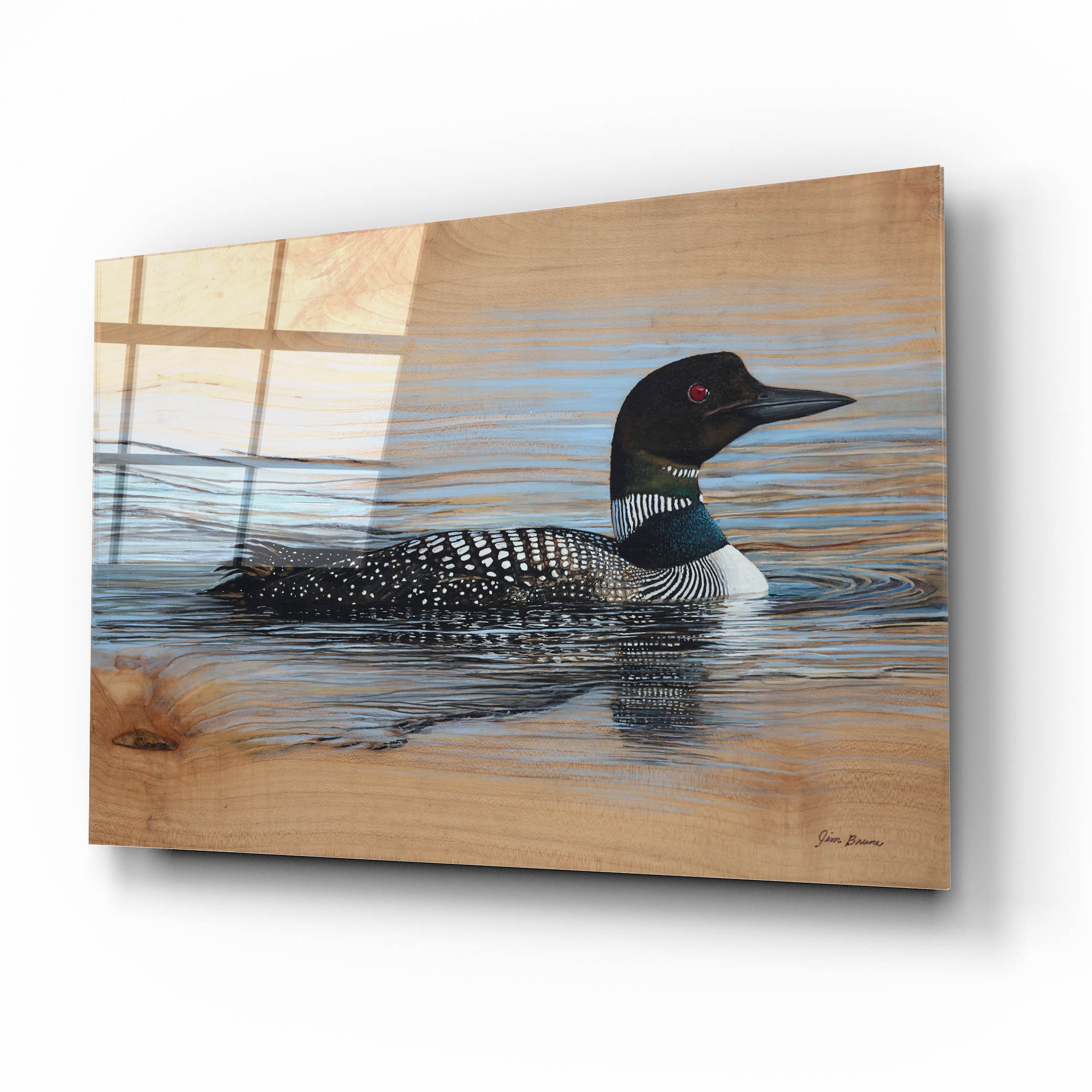 Beachcrest Home™ 'Loon Reflection' by Jim Brune Acrylic Glass Wall Art ...