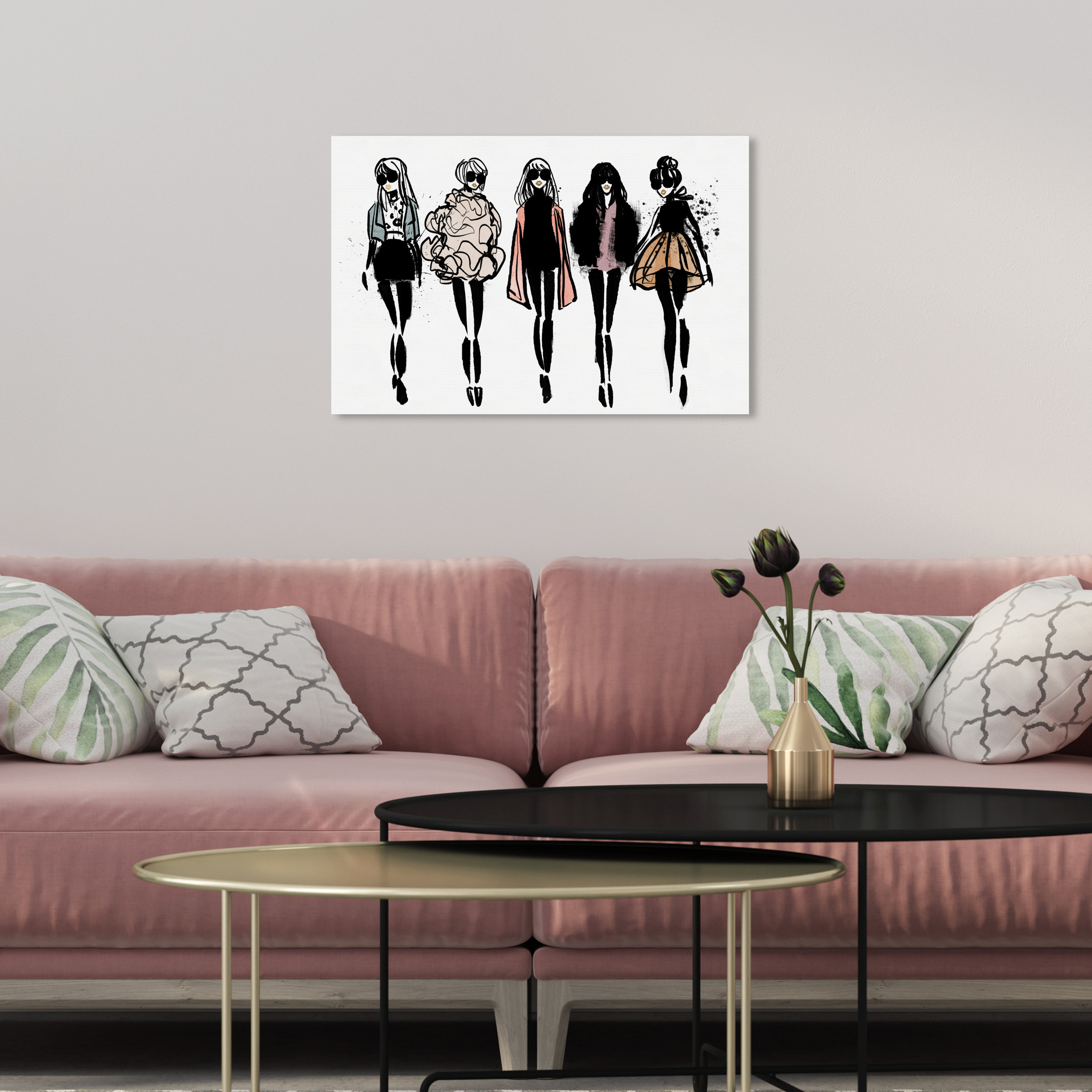 Mercer41 Fashion and Glam Girl Line up Neutral Runway - Painting Print ...