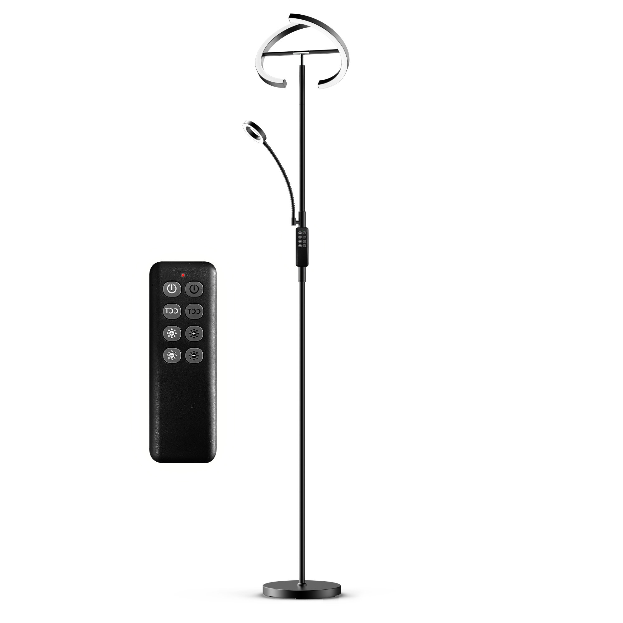 Orren Ellis Lampe torchère sur pied à DEL 68,9 po avec télécommande ...