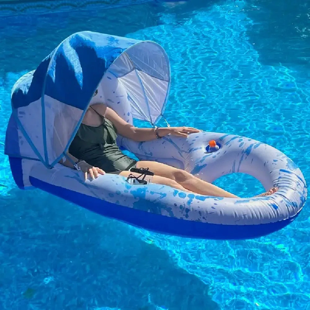 c&g home Pool Floats Adult With Canopy Upf50+ Extra Large Pool Floats ...