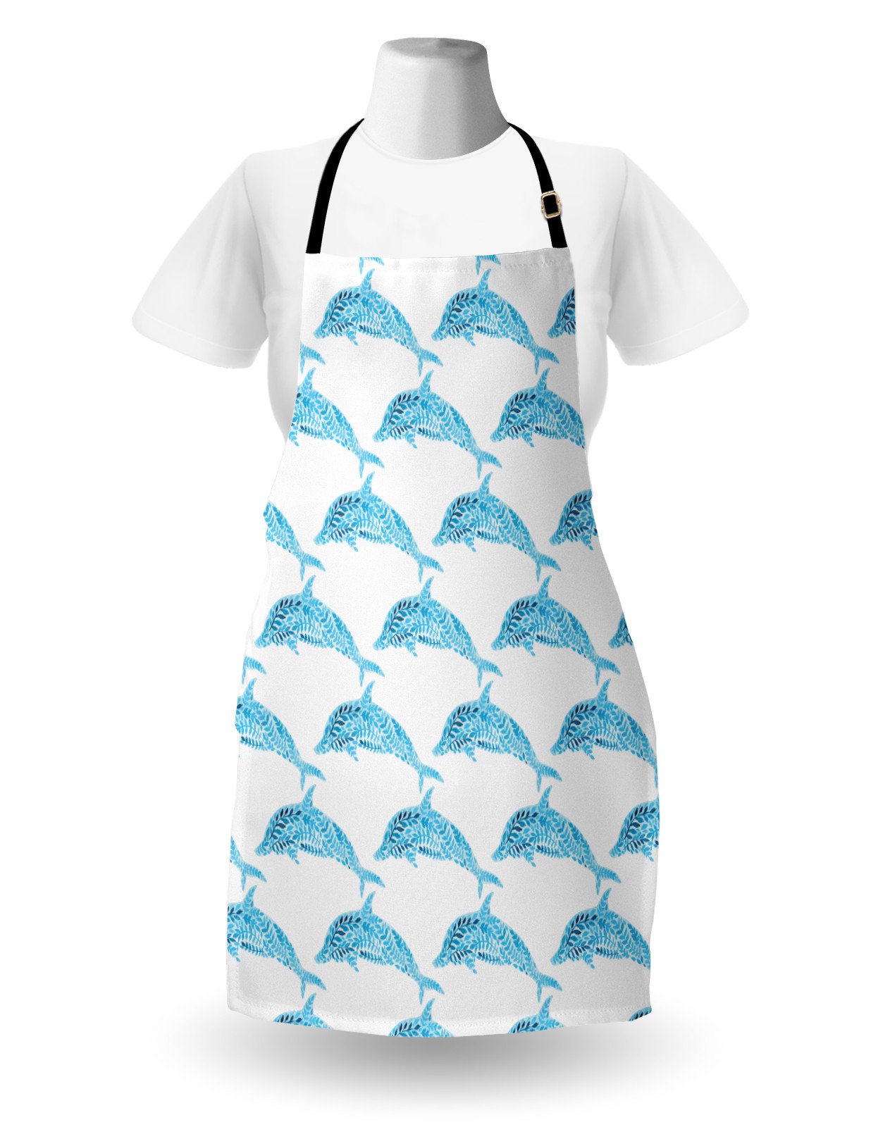 East Urban Home Sea Apron Unisex, Aqua Dolphins Leaves, Adult Size ...