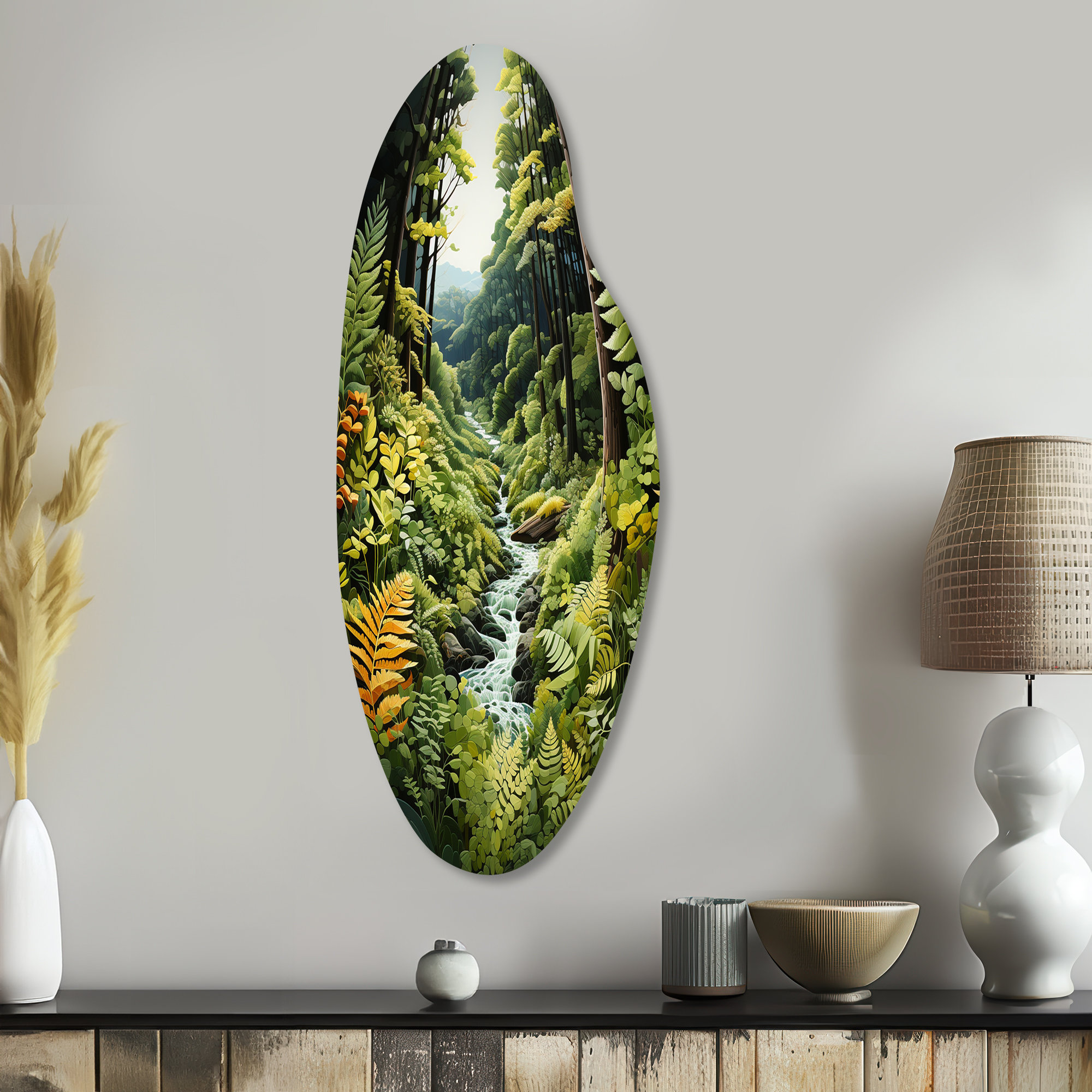 Design Art Ferns Fern Forest II - Ferns Curved Shape Irregular Metal ...