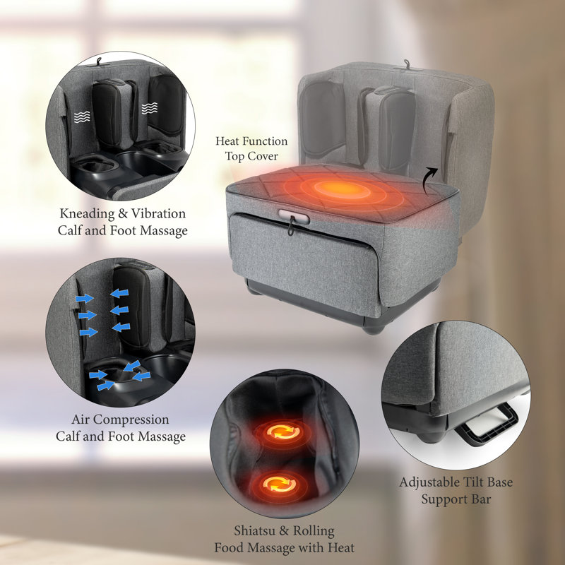 Latitude Run® Malcoln Foldable Ottoman Shiatsu Foot and Leg Massager ...