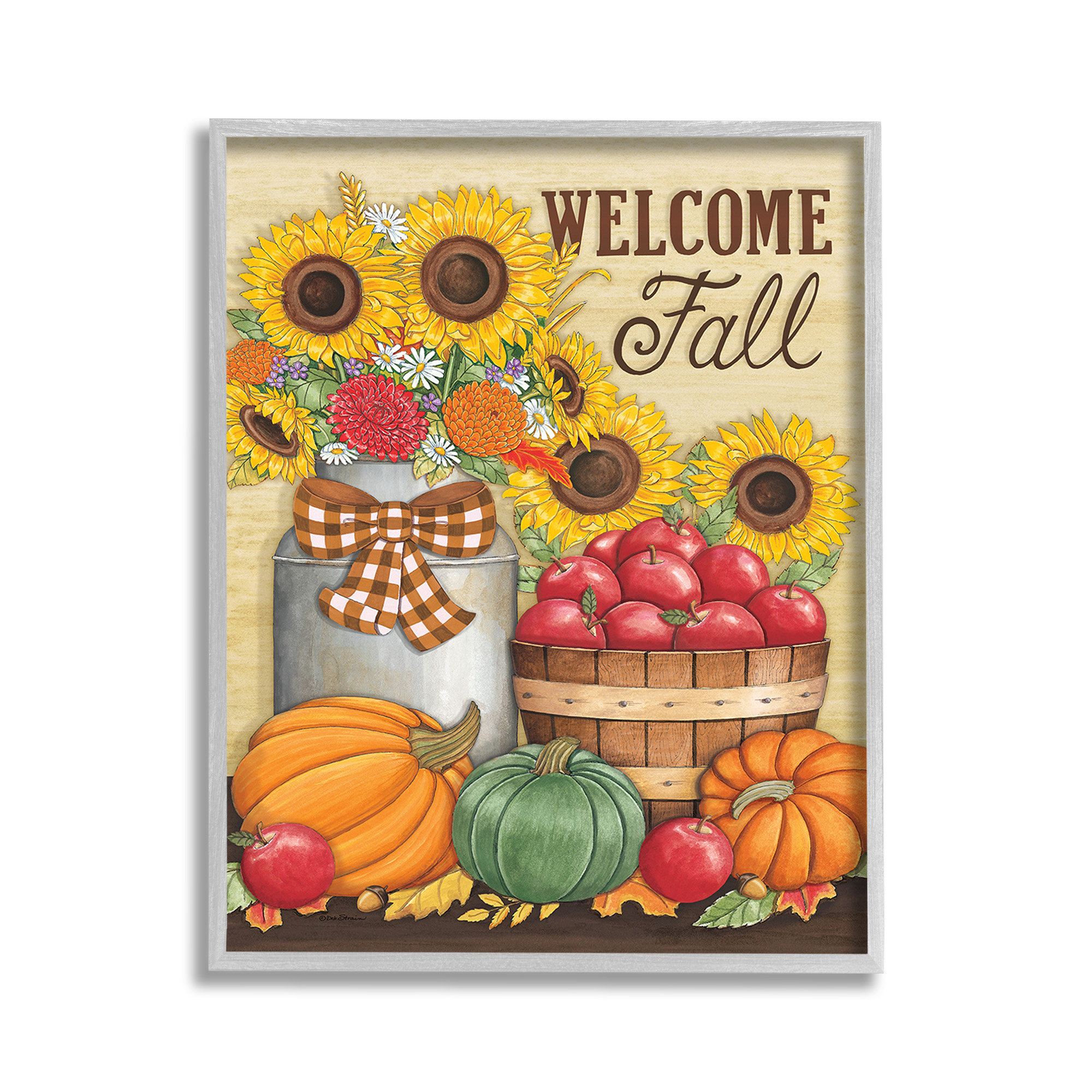 Stupell Industries Fall Harvest Welcome Phrase Framed Giclee Art by Deb ...