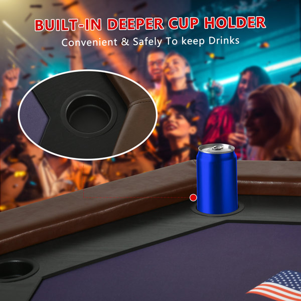 RayChee 50'' 8-Player Poker Table Foldable, Upgraded Folding Octagon ...