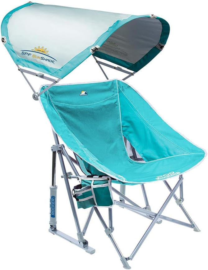 INKEDZ Outdoor Sunshade Rocker Outdoor Rocking Chair with Canopy | Wayfair