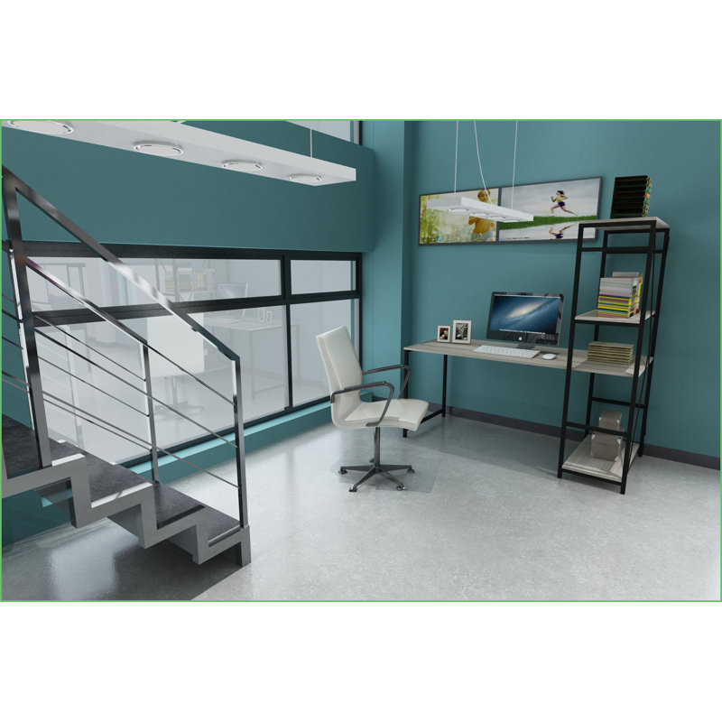 Inbox Zero Desks: Modern Minimalist 55"W Home Office Desk with Oak Top ...